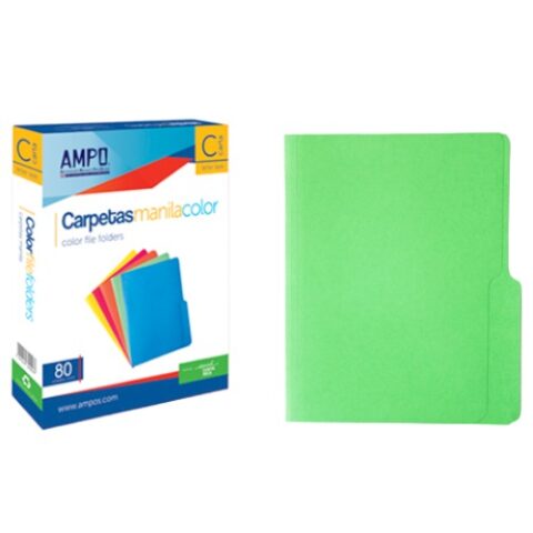 FOLDER MANILA CARTA VERDE AMPO BOLSA 80 UNIDADES | Oficomer