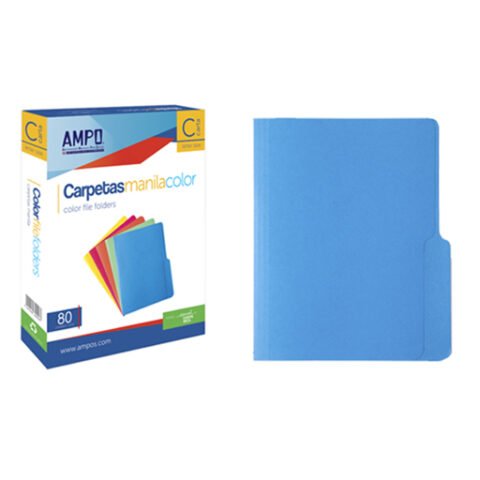 FOLDER MANILA CARTA AZUL AMPO BOLSA 80 UNIDADES | Oficomer
